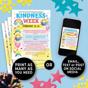 Editable Kindness Spirit Week Flyer, Random Acts of Kindness School ...