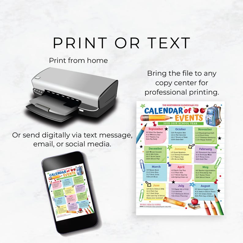 Editable PTO PTA Calendar of Events Flyer Template, School Events Flyer ...