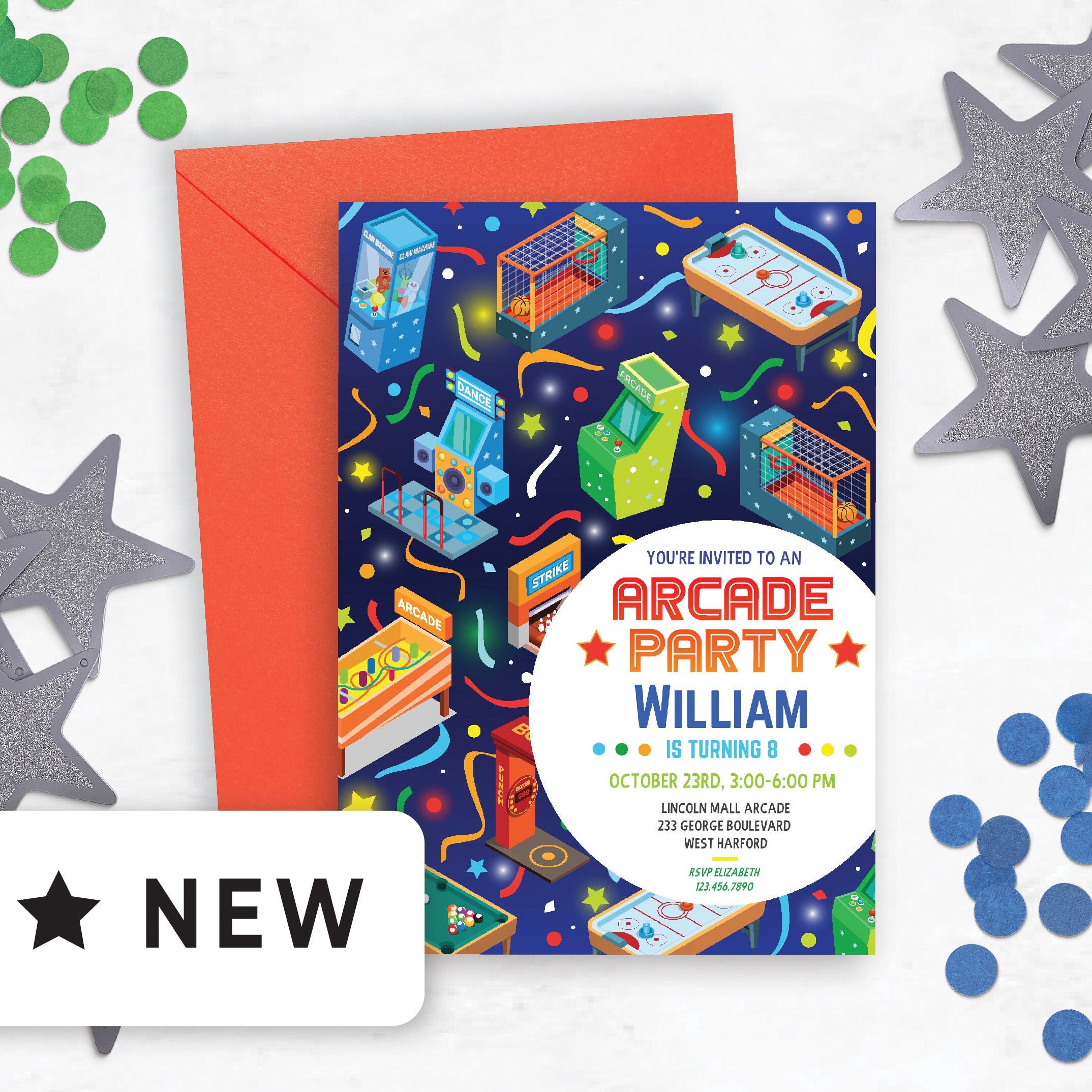 Editable Arcade Birthday Invitation Download Boys Arcade - Etsy