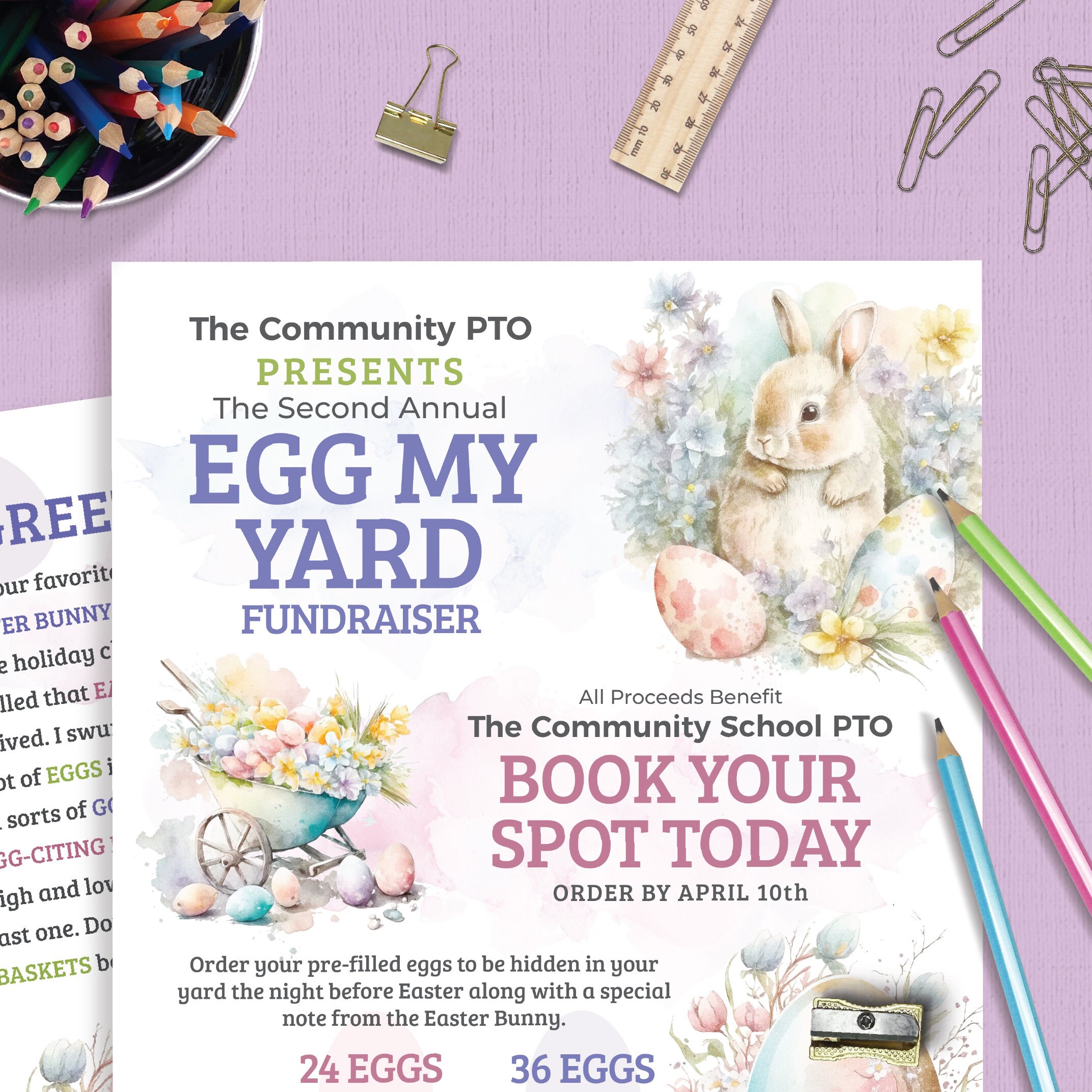 Editable Egg My Yard Flyer, Easter Egg My Yard Printable Fundraiser ...
