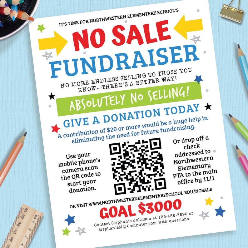Editable No Sale Fundraiser Flyer for Any Non-profit Including PTA, PTO ...