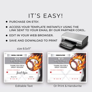 Baseball Awards Printable, End of Season/year Baseball Team Award ...