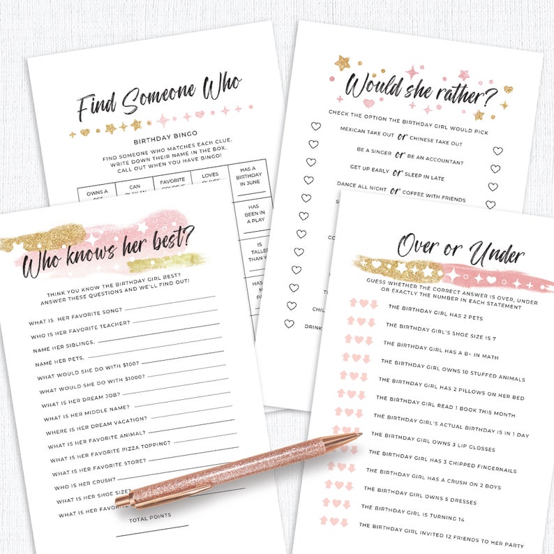 15 Printable Slumber Party Games Girls Sleepover Party Ideas - Etsy