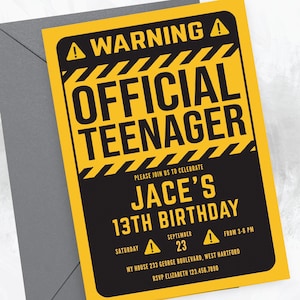 Editable Digital Birthday Invitation for 13th Birthday Boy, Party Idea ...