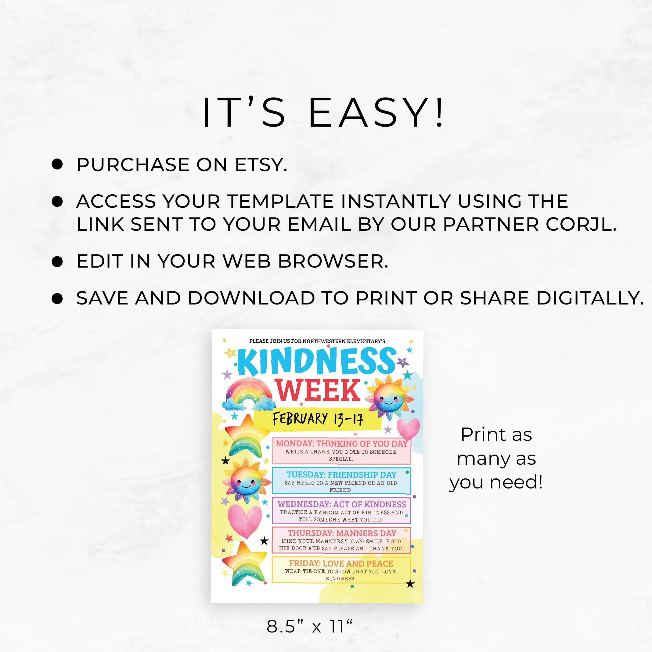 Editable Kindness Spirit Week Flyer, Random Acts of Kindness School ...