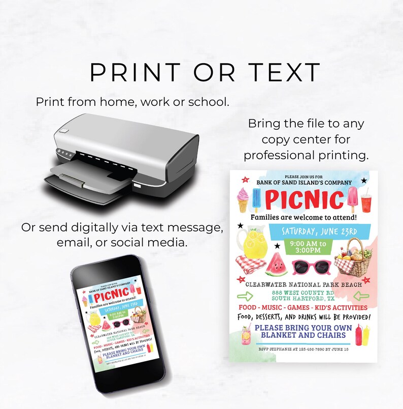 Editable Company Picnic Invitation, Company Picnic Flyer, Company Party ...