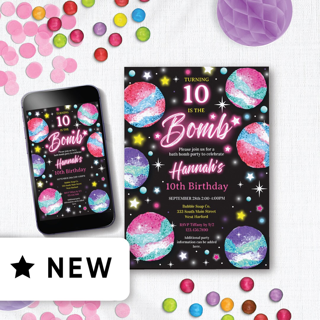 Editable Bath Bomb Birthday Party Invite, Soap Bath Bomb Making Party ...