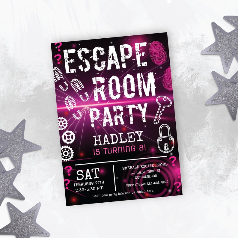 Editable Escape Room Birthday Invitation Girl Digital for Kids or ...