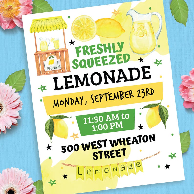 Editable Lemonade Stand Flyer, Kids Lemonade Stand Flyer Editable ...
