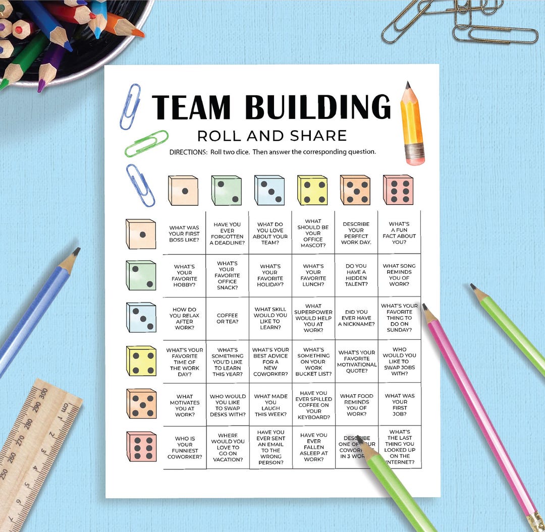 Printable Team Building Roll and Share Game Office Party Games Team ...