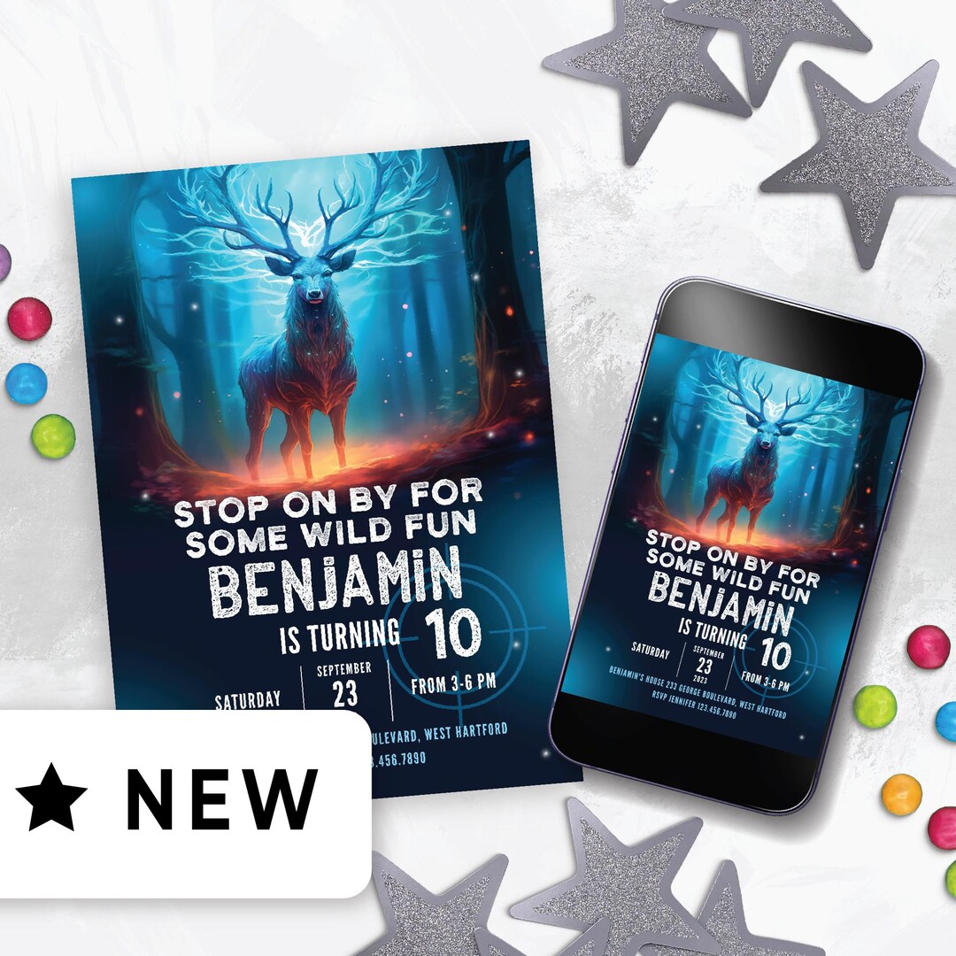 Editable Hunting Theme Birthday Invitation, Deer Hunting Invitation ...