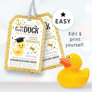 Editable Graduation Cruising Ducks Tags, Printable Cruising Duck Tags ...