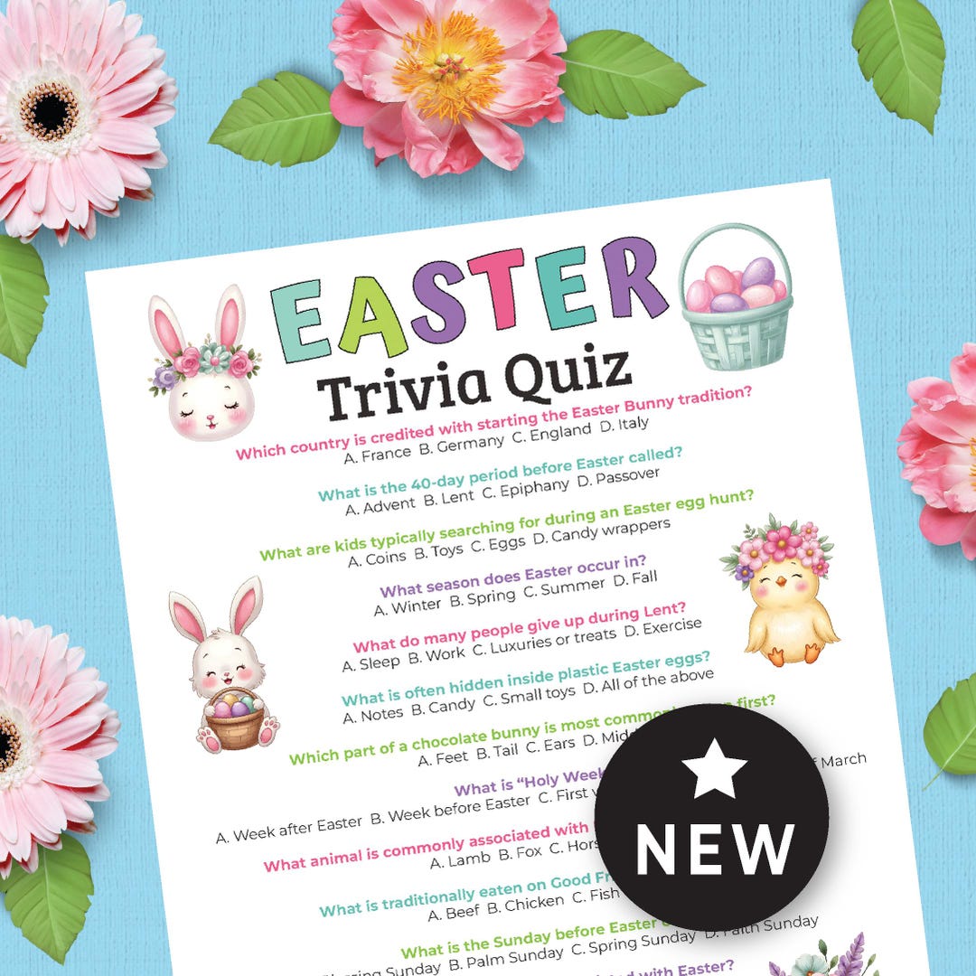 Trivia Game Easter Activity for Friends & Family Printable Games Easter ...