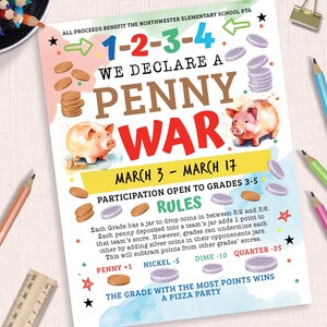 Editable Penny War Fundraiser Flyer, Penny Wars Flyer, PTA PTO Coin War ...