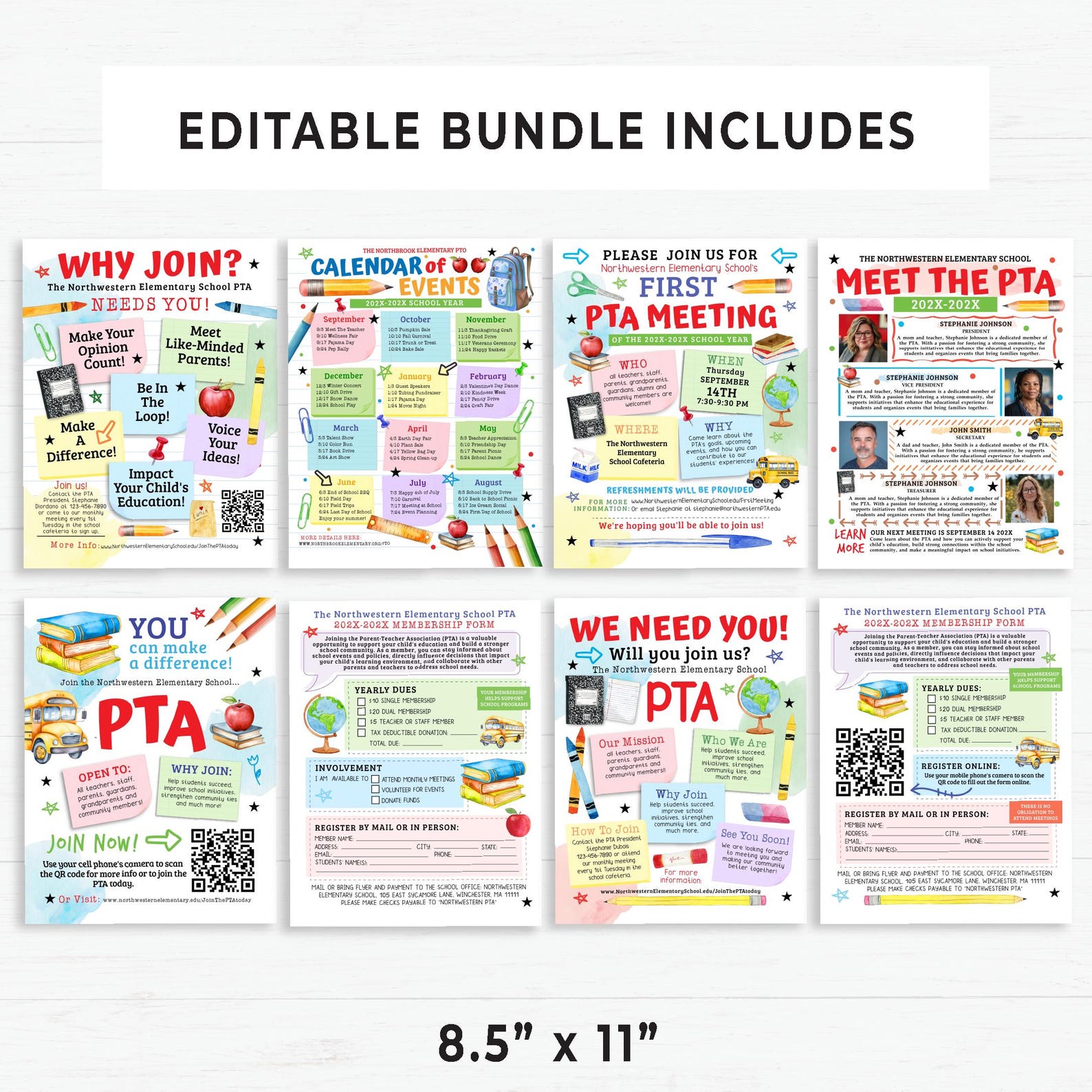Editable Complete PTO PTA Flyer Bundle, PTA Templates Bundle, 12 Months ...