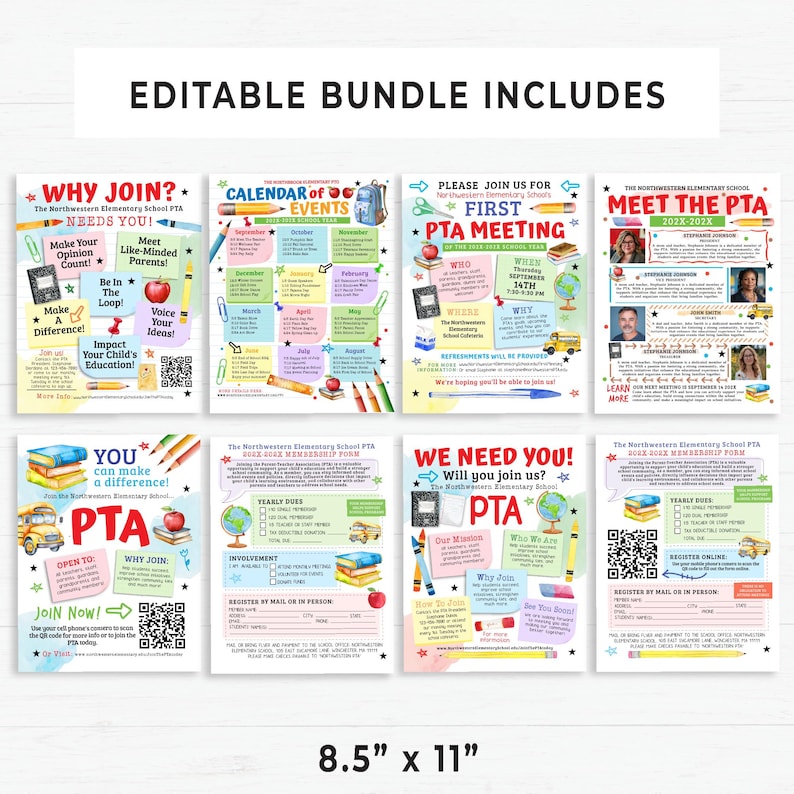 Editable Complete PTO PTA Flyer Bundle, PTA Templates Bundle, 12 Months ...