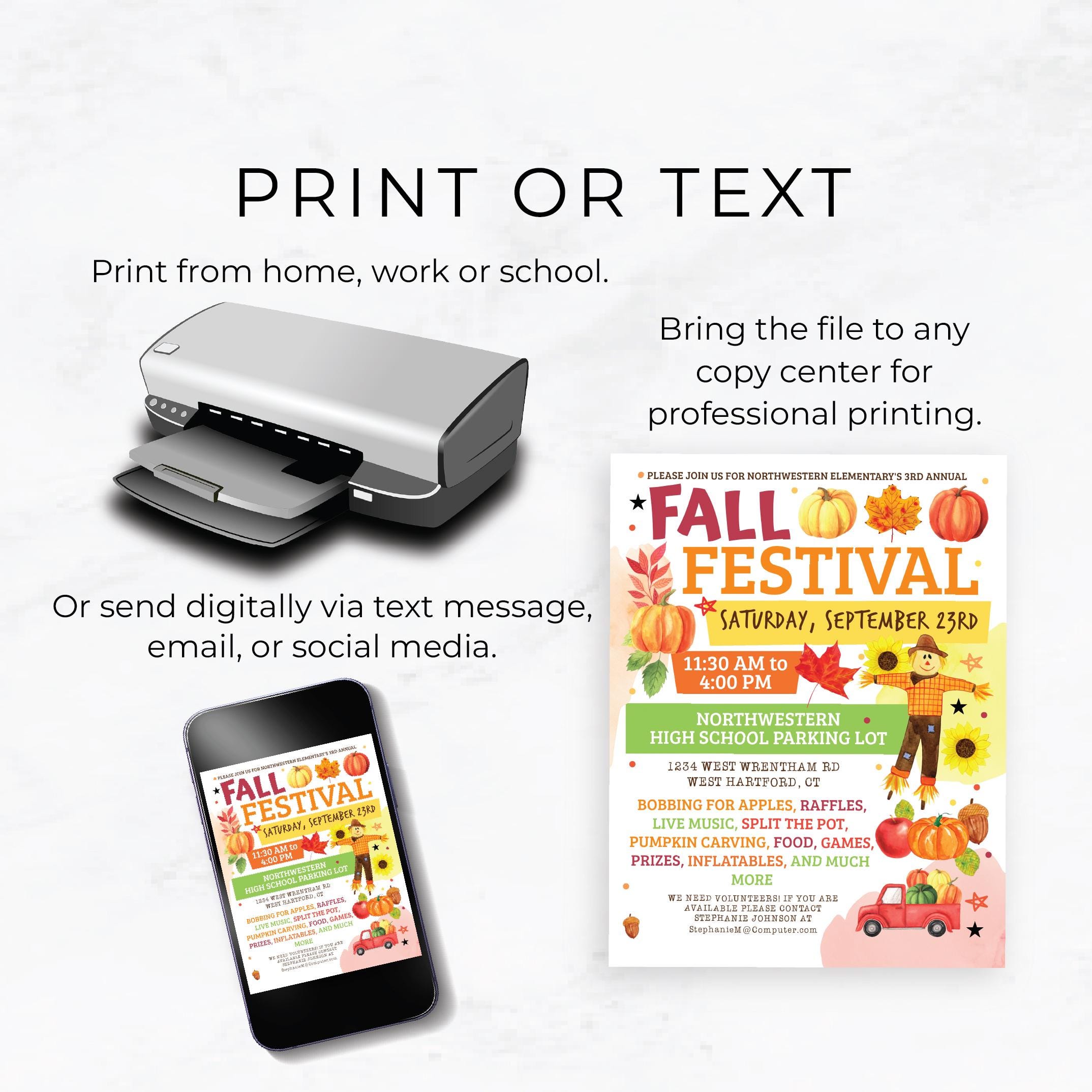 Editable Fall Festival Flyer Template, Fall Festival Fundraiser, Autumn ...