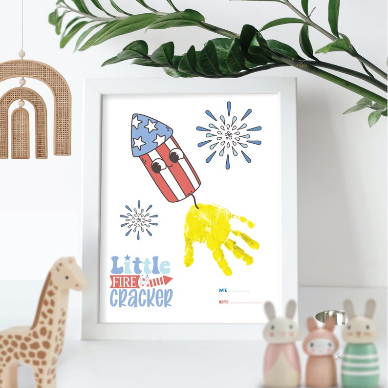 Printable Retro 4th of July Handprint Art Craft Independence - Etsy