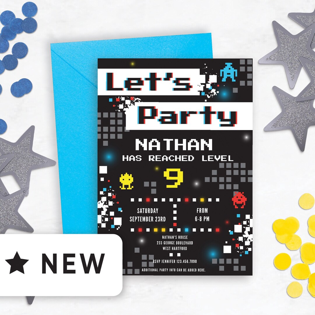 Editable Video Game Birthday Invitation, Level up Birthday Invitation ...