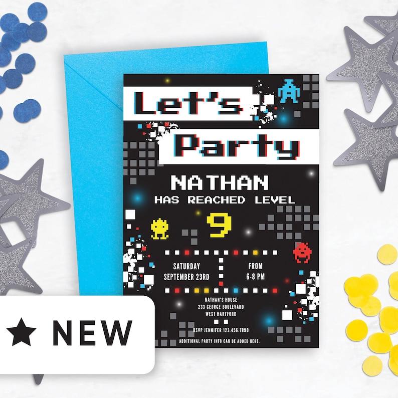 Editable Video Game Birthday Invitation Level up Birthday - Etsy