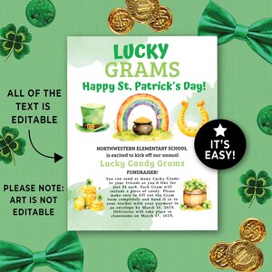 Editable Lucky Candy Gram Flyer Template, Printable St. Patrick's Day ...