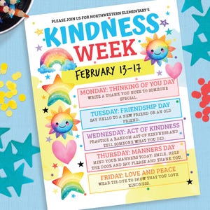 Editable Kindness Spirit Week Flyer, Random Acts of Kindness School ...
