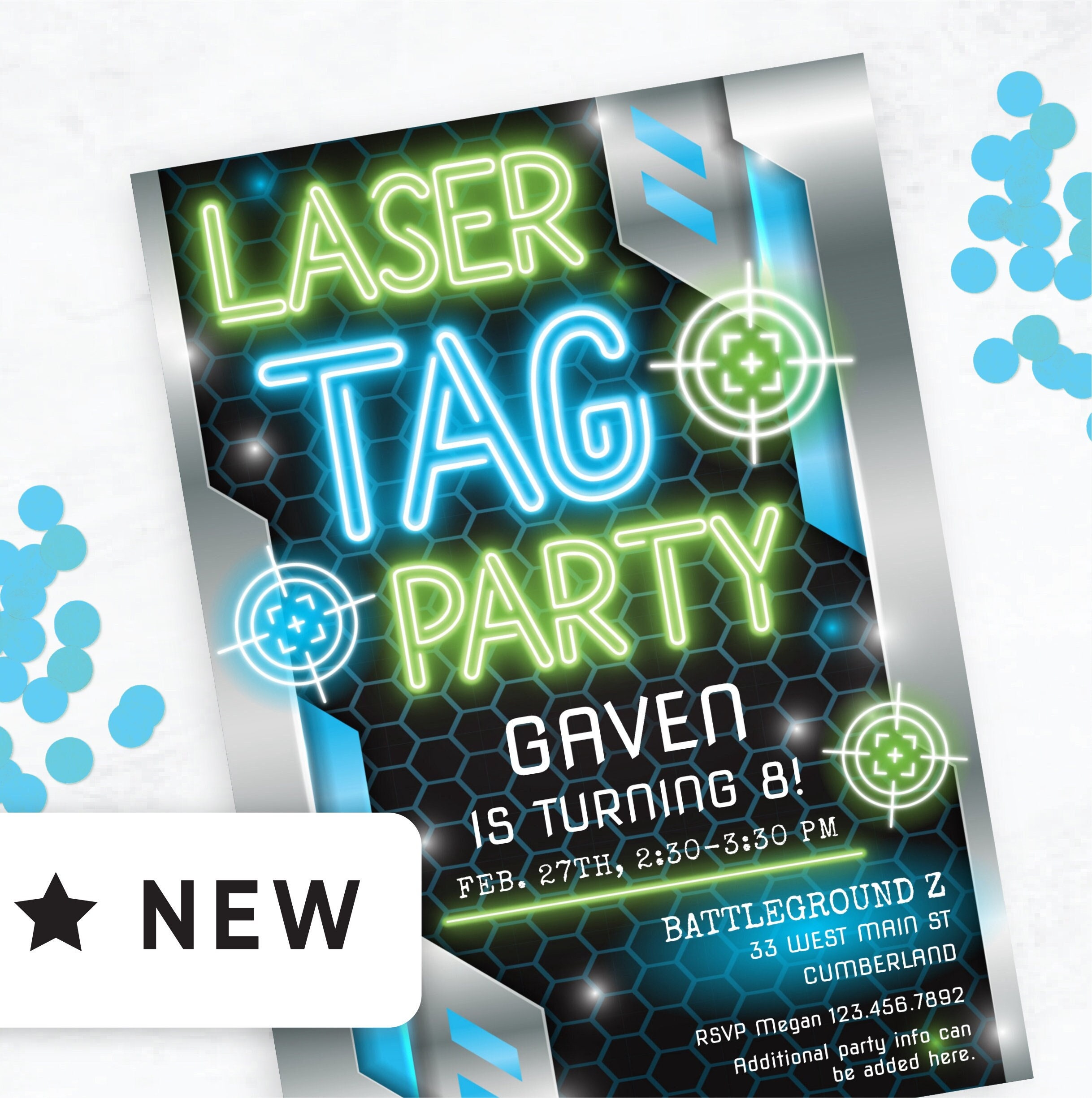 Editable Template Laser Tag Birthday Party Invitations for - Etsy