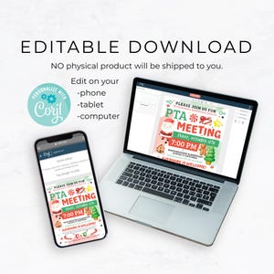 Editable PTO PTA December Meeting Flyer, Meeting Reminder Invitation ...