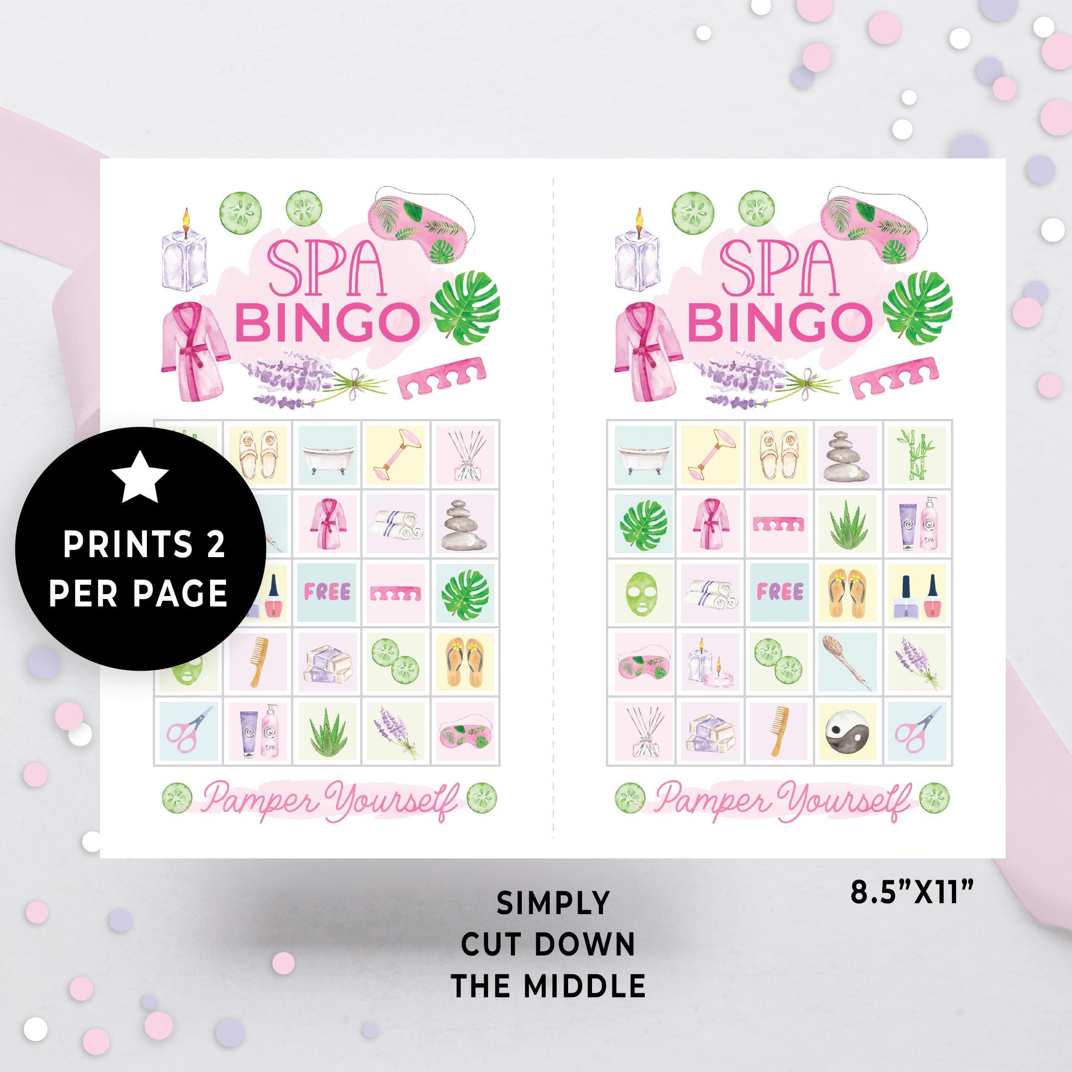 Printable Spa Themed Bingo Cards, Spa Party Bingo, Kids/tween Spa Day ...