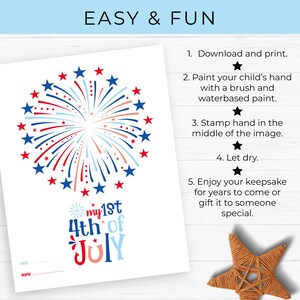 Printable 1st 4th of July Handprint Art Craft, Baby Fourth of July Hand ...