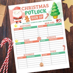 Editable Christmas Potluck Signup Sheet, Christmas Potluck Invite Flyer ...