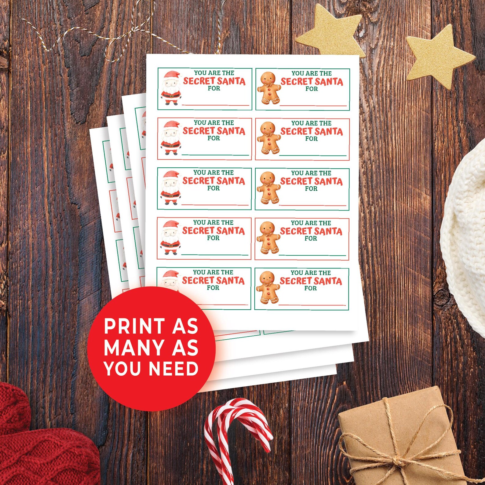 Secret Santa Draw Tags for Secret Santa Gift Exchange Instant Download ...