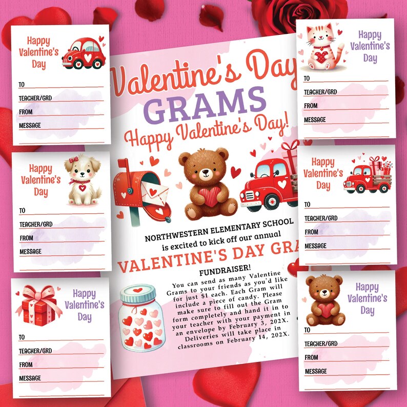 Editable Valentine Candy Gram Flyer Template, Printable Valentine's Day ...