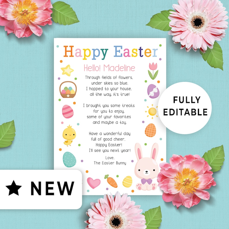 Editable Easter Bunny Letter Printable, Personalized Letter From the ...