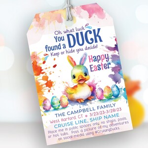Editable Cruising Duck Tags Easter, Printable Tags for Easter Duck Tags ...