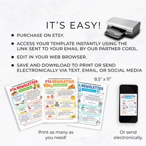 Editable PTO PTA 12 Months of Newsletter Templates, Entire School Year ...