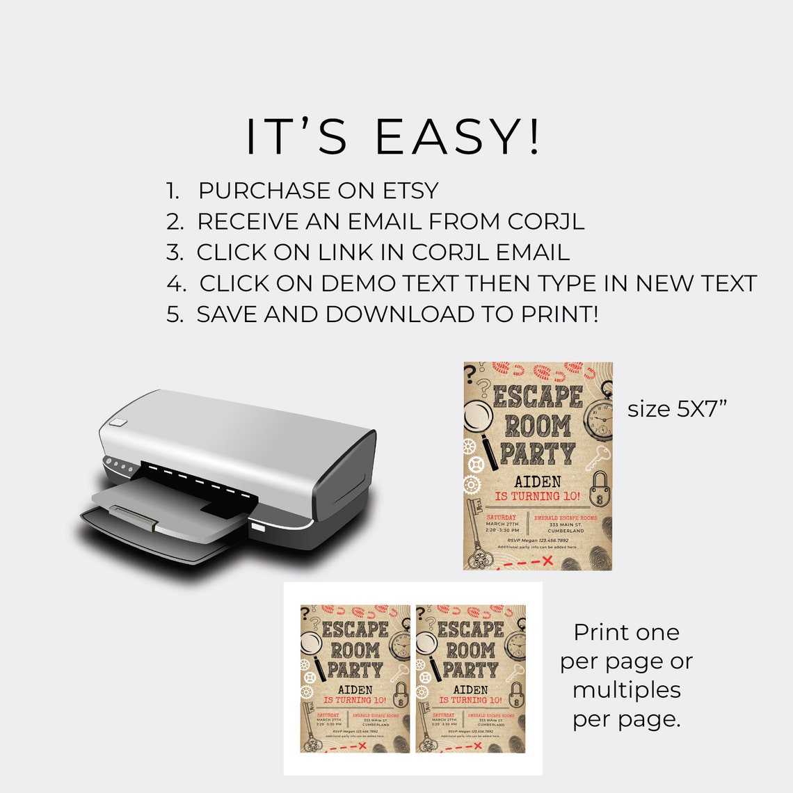 Editable Escape Room Birthday Invitation Digital for Kids - Etsy