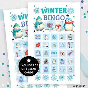 Printable Winter Bingo Boards, Winter Holiday Bingo Cards, Winter Class ...