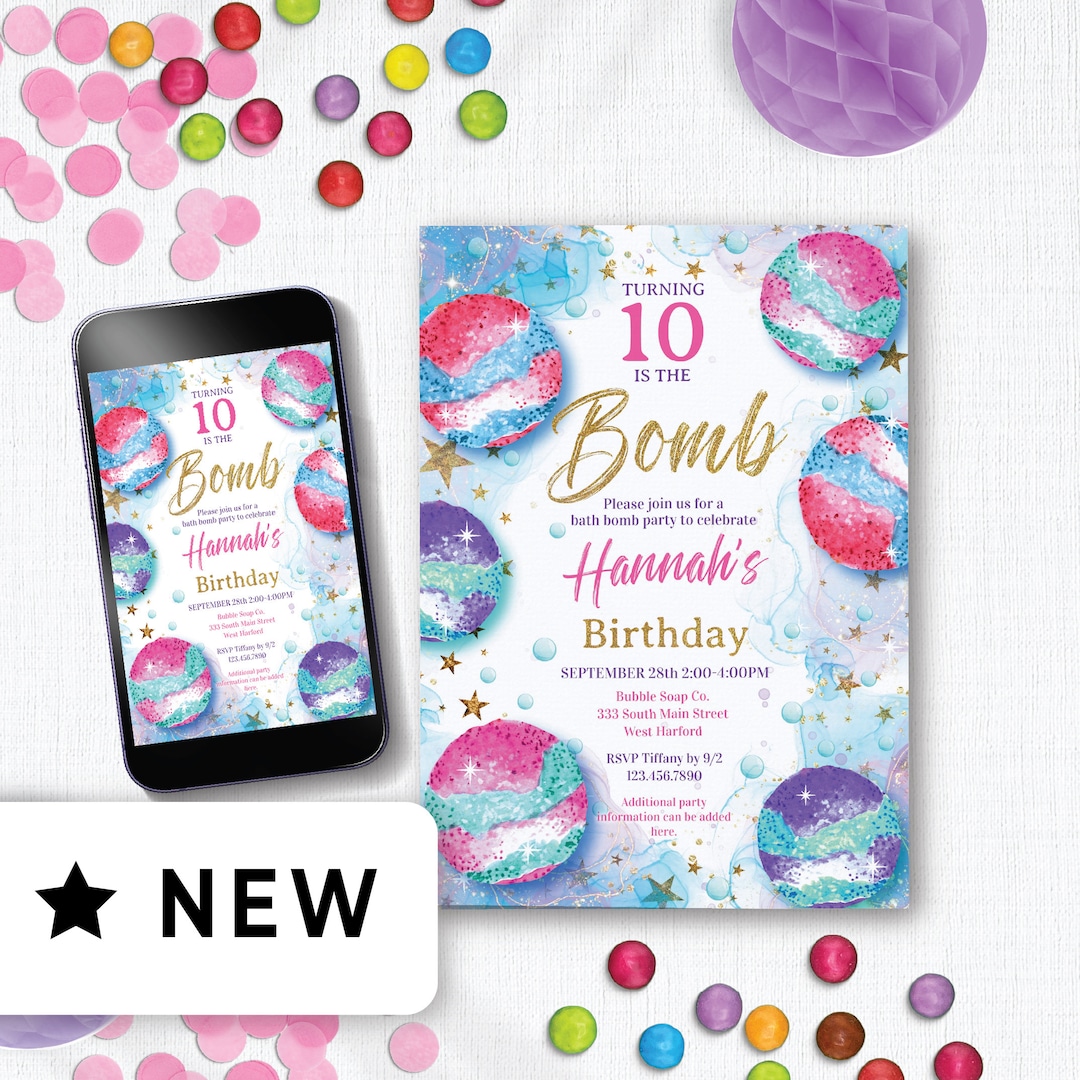 Editable Bath Bomb Birthday Party Invite, Soap Bath Bomb Making Party ...