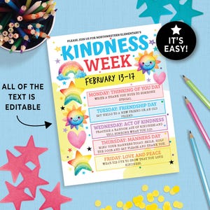 Editable Kindness Spirit Week Flyer, Random Acts of Kindness School ...
