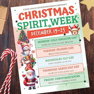 Editable Christmas Spirit Week Flyer, Winter Spirit Week Template ...