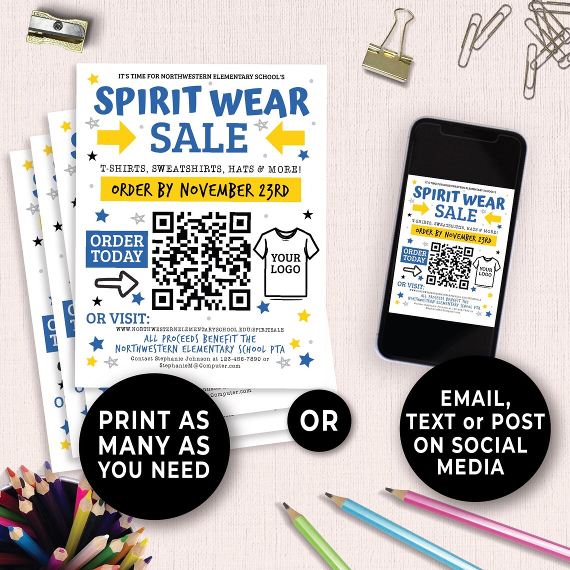 Editable Spirit Wear Sale Flyer, Sale Flyer for T-shirts, T-shirt ...