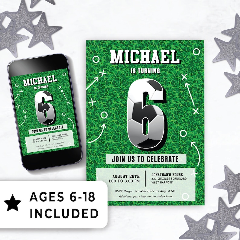 Editable 6 Year Old Boy Birthday Invitation Digital Download, Party ...