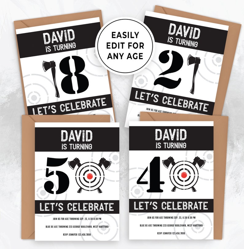 Editable Axe Throwing Birthday Party Invitation Digital Download for ...