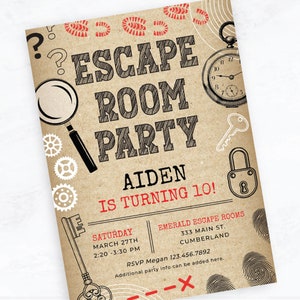 Editable Escape Room Birthday Invitation Digital for Kids, Mystery ...