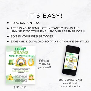 Editable Lucky Candy Gram Flyer Template, Printable St. Patrick's Day ...
