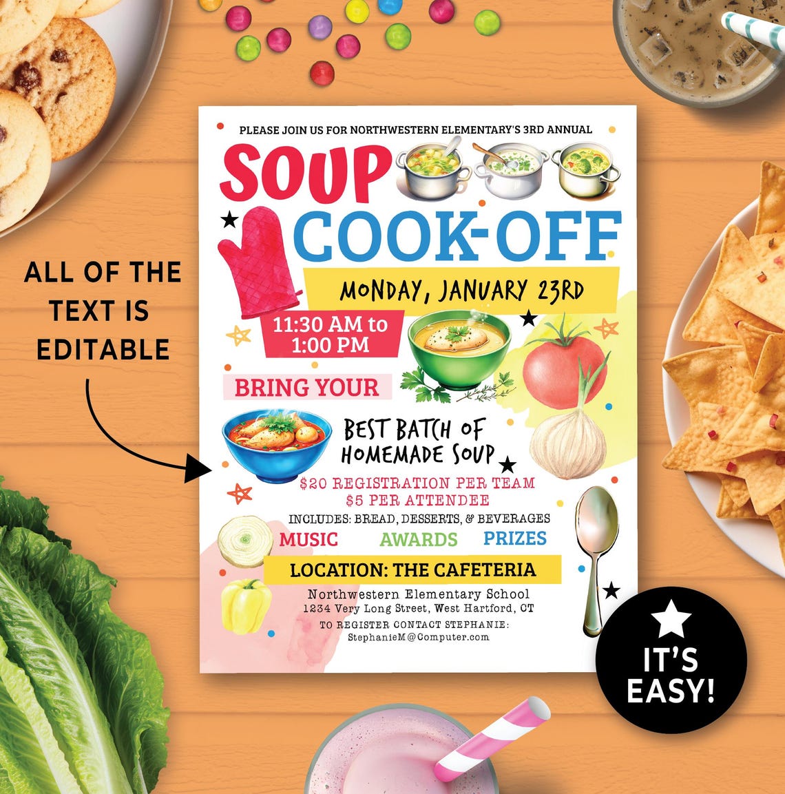 Editable Soup Cook-off Flyer, Soup Potluck Cookoff Invitation, Annual ...