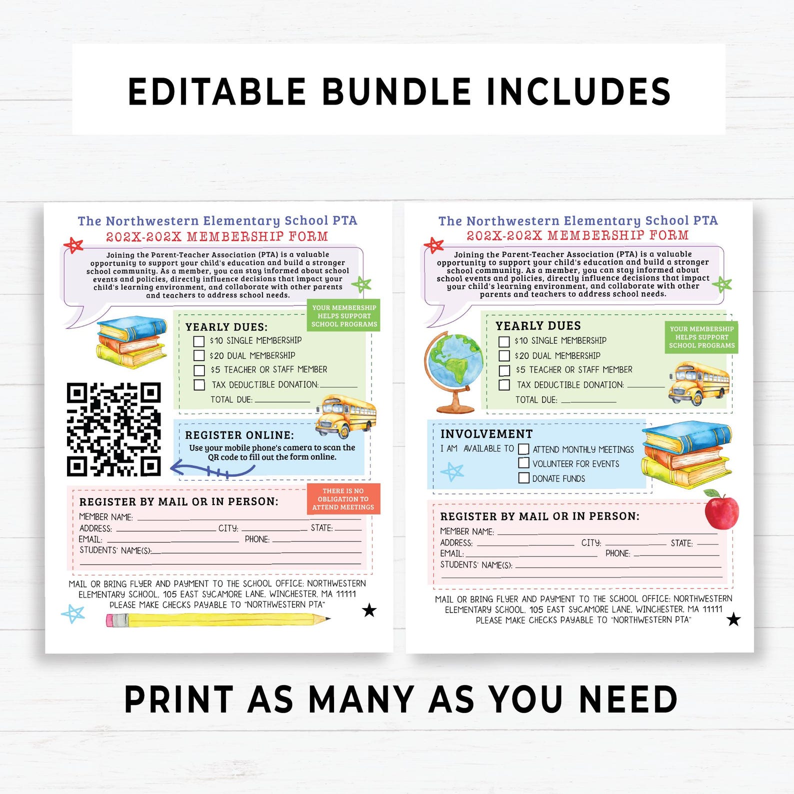 Editable PTO PTA Flyer Bundle Includes Newsletter, Volunteer ...