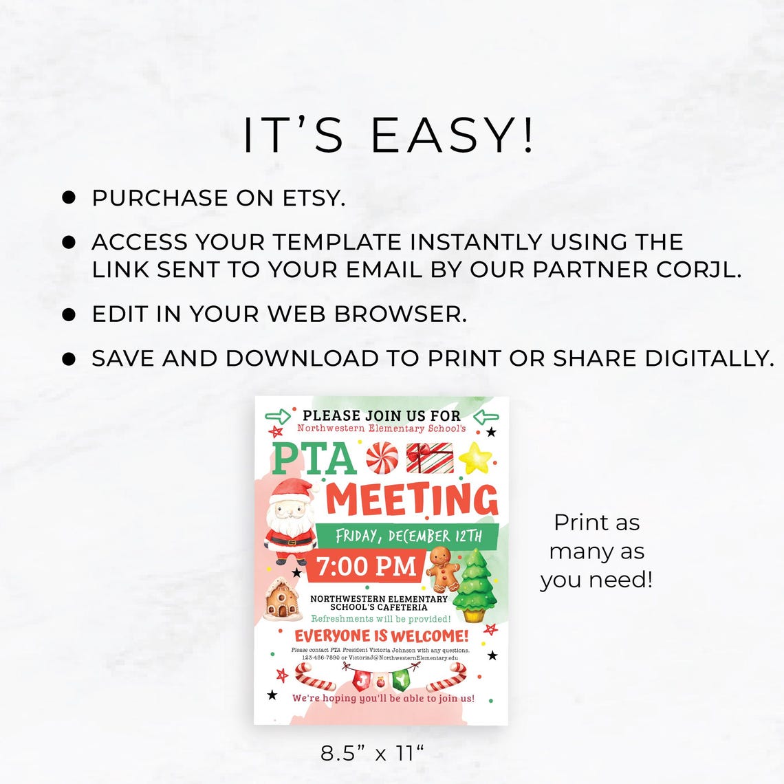 Editable PTO PTA December Meeting Flyer, Meeting Reminder Invitation ...