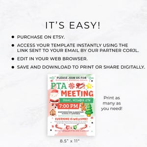Editable PTO PTA December Meeting Flyer, Meeting Reminder Invitation ...